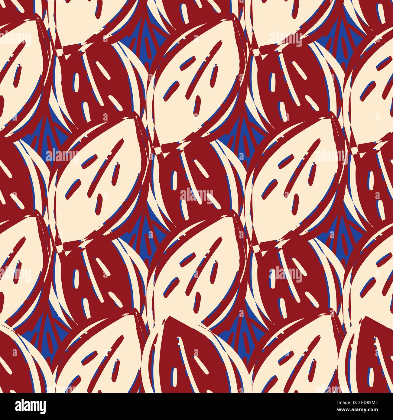 Modern abstract faux mono print leaves vector background. Seamless ...