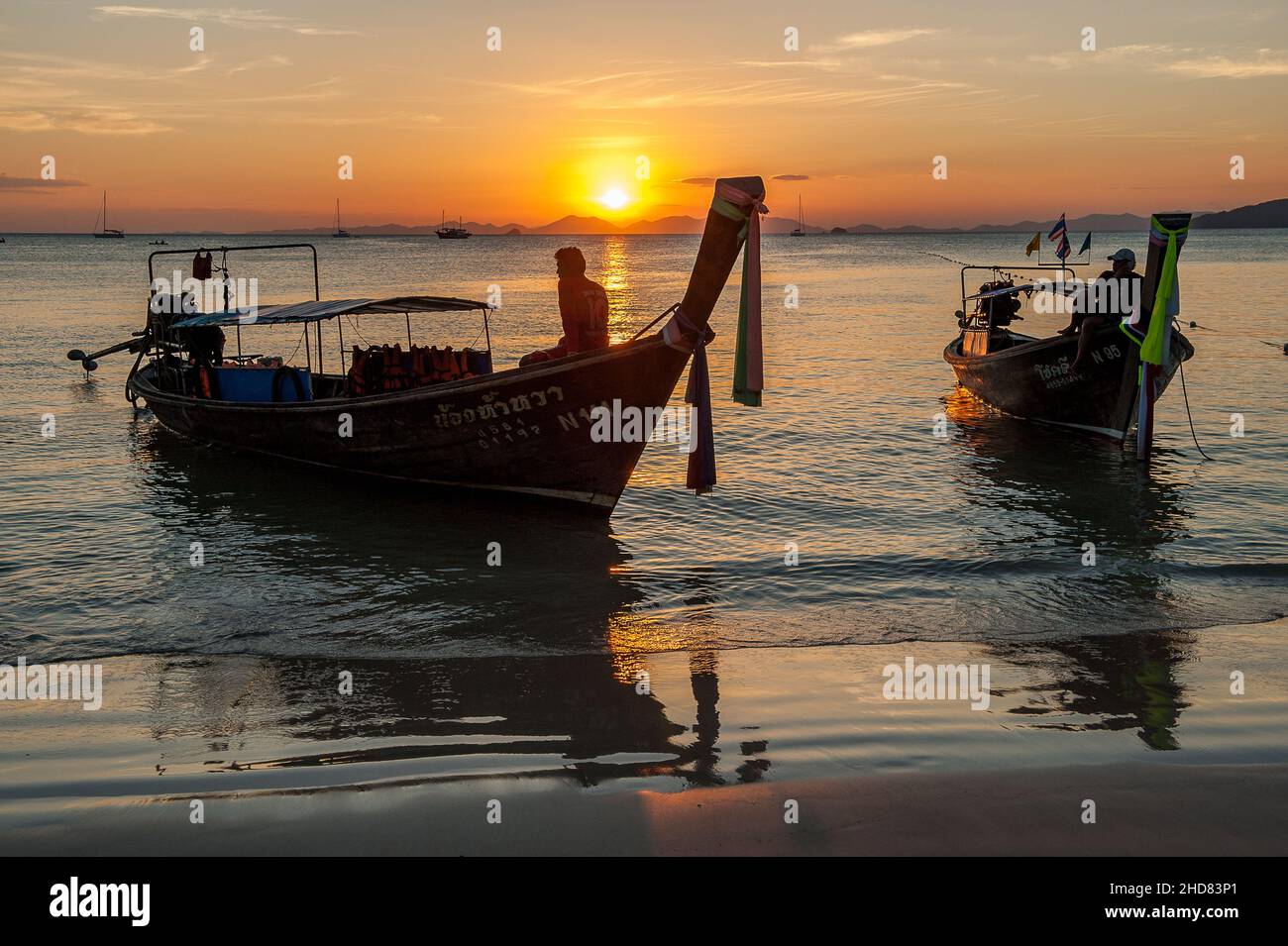 Sunset at Railay Beach West is one of the most famous beaches in ...