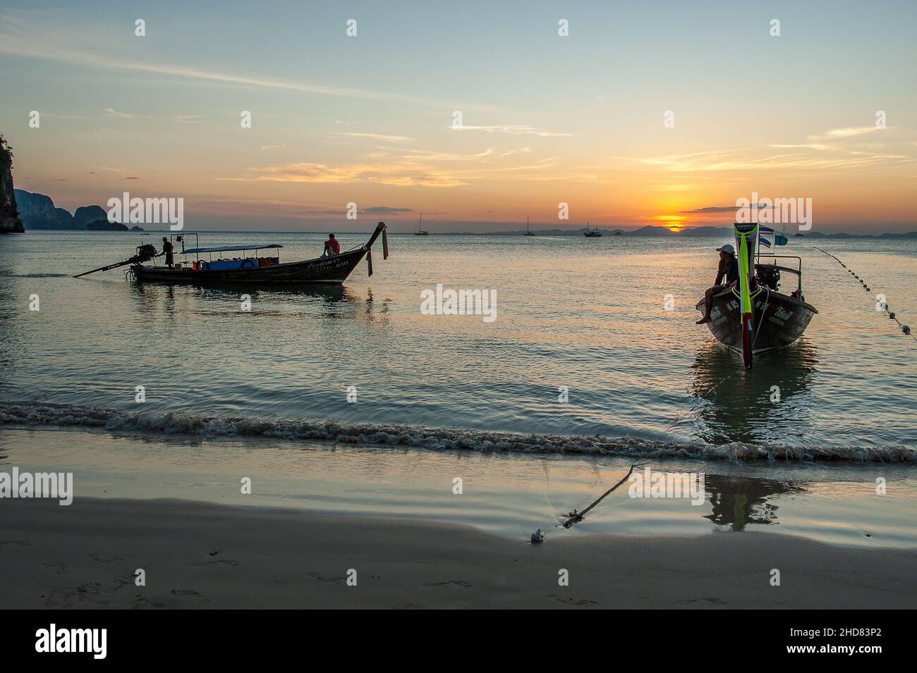 Sunset at Railay Beach West is one of the most famous beaches in ...