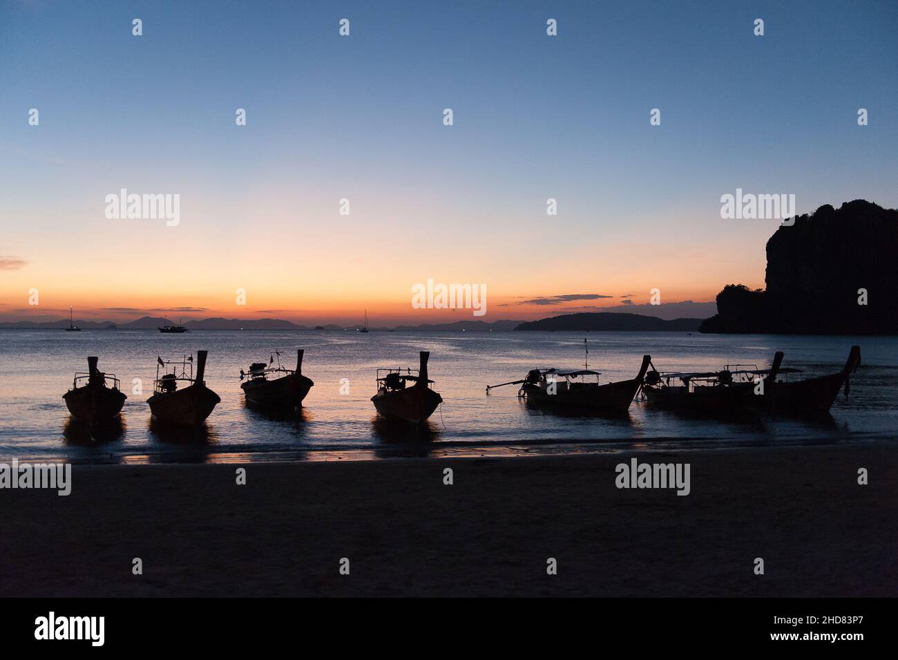 Sunset at Railay Beach West is one of the most famous beaches in ...