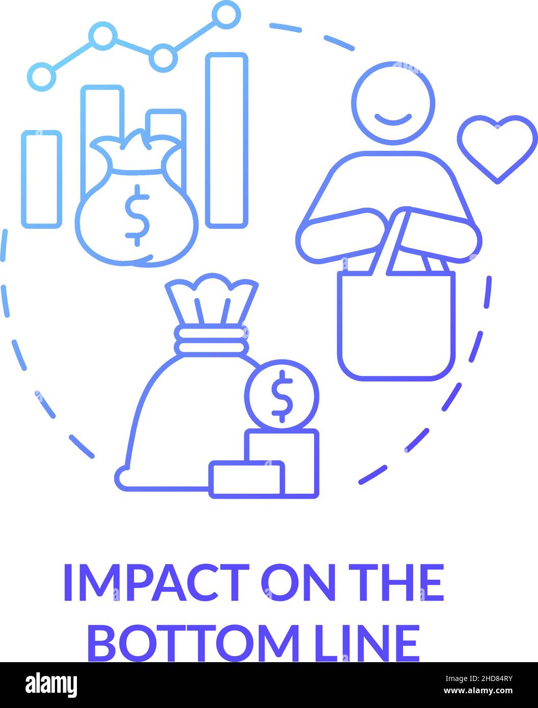 Impact on bottom line blue gradient concept icon Stock Vector Image ...