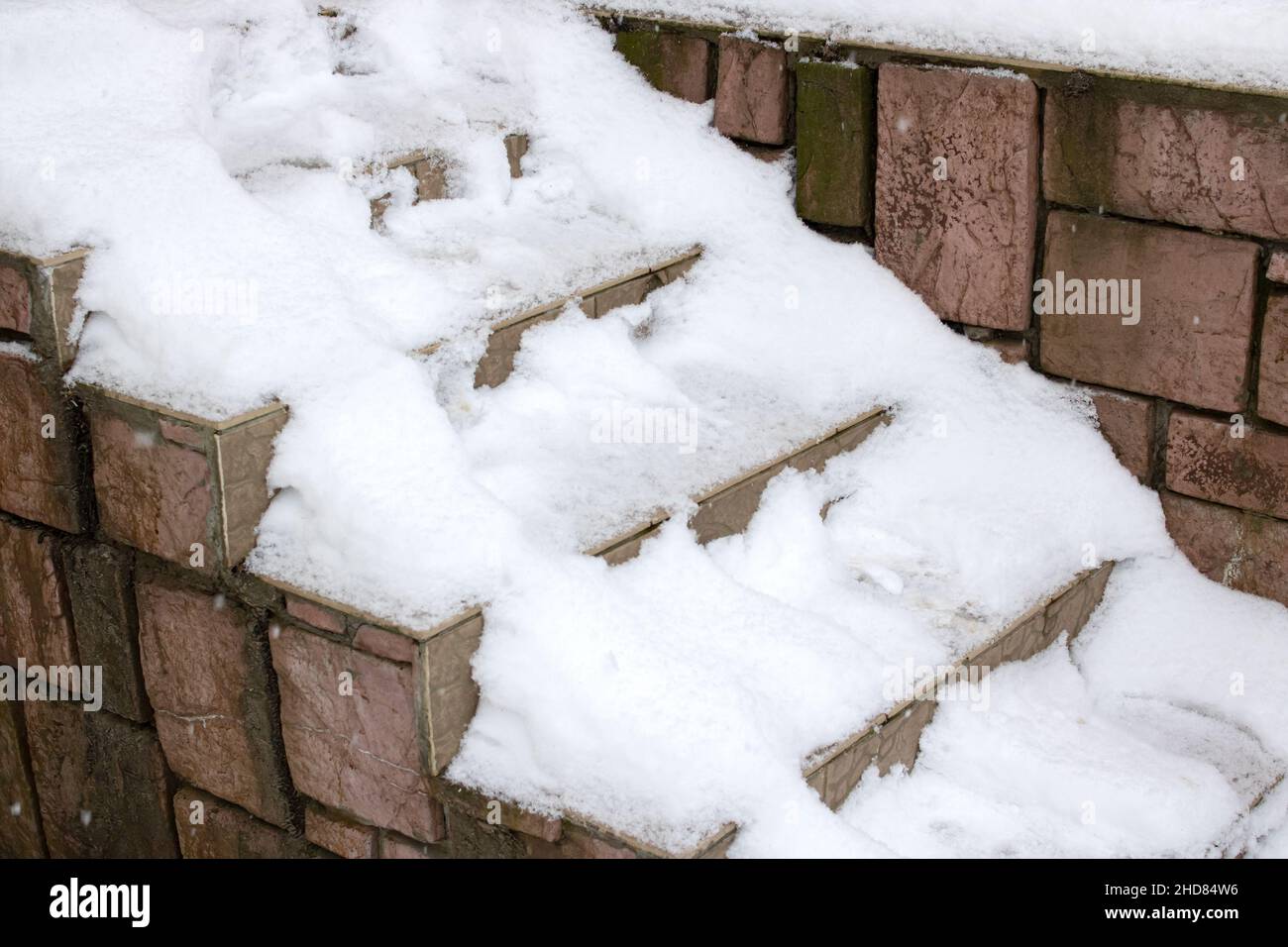 Close up snow on stairs hi-res stock photography and images - Alamy
