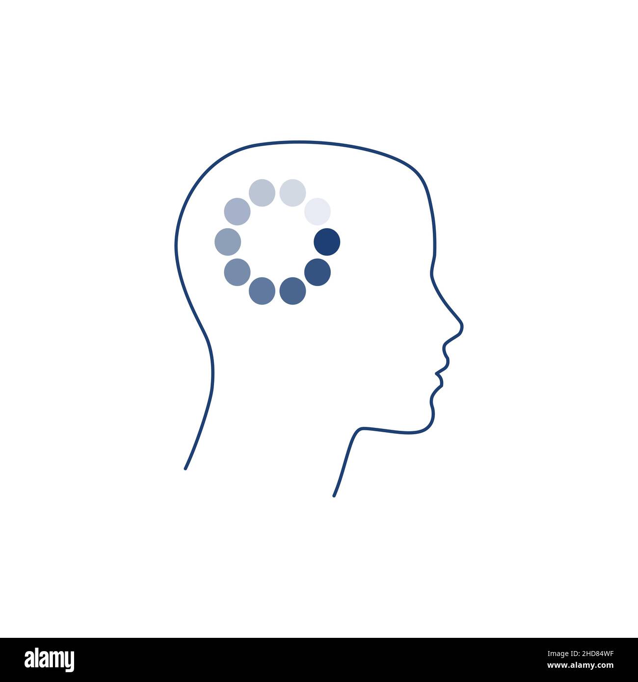 Silhouette of a human head and loading a thought process. Loading head ...