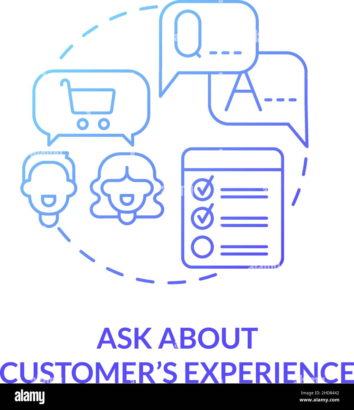Ask about customers experience blue gradient concept icon Stock Vector ...