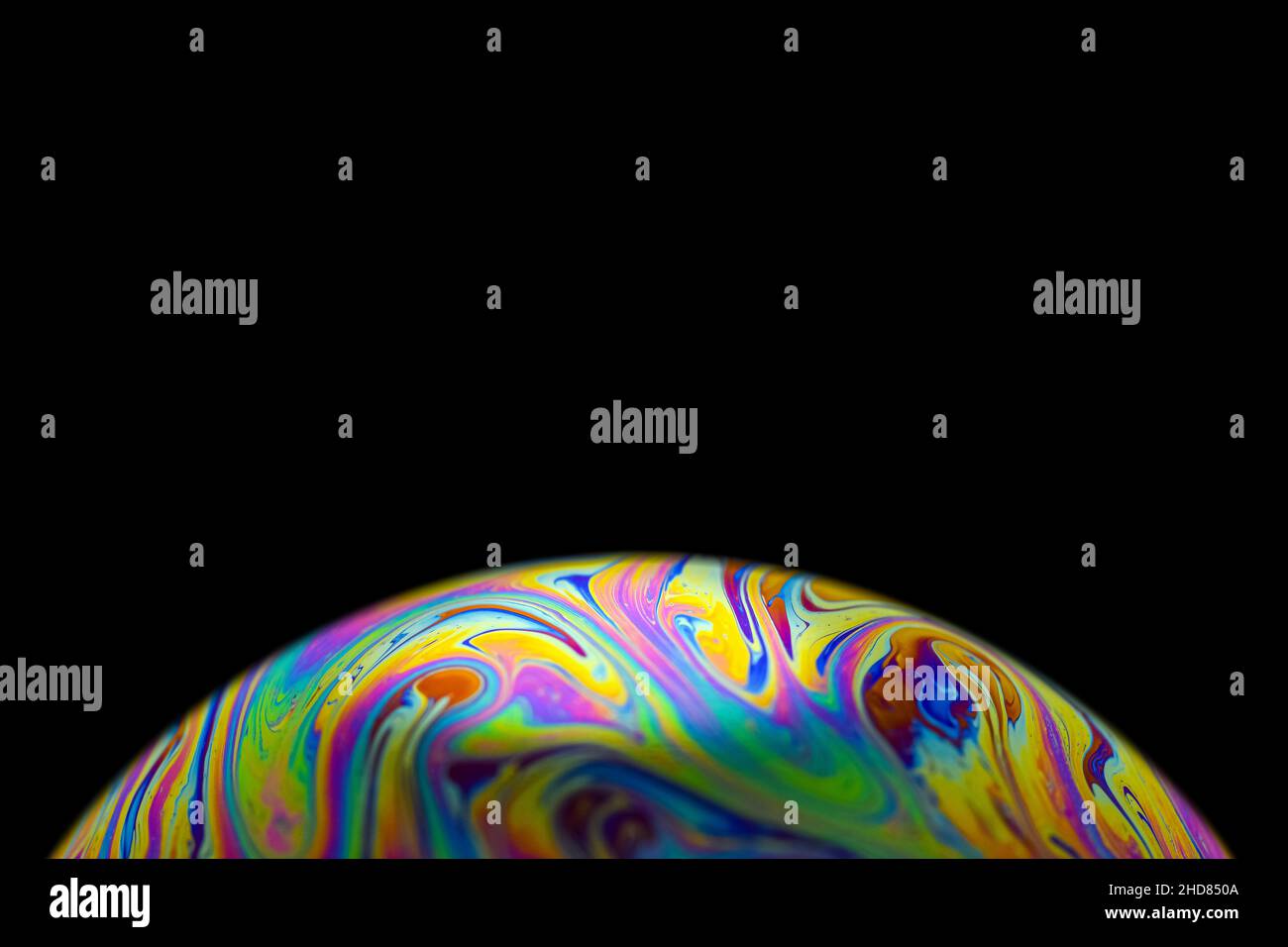 Multicolor psychedelic alien planet with an atmosphere in the darkness ...