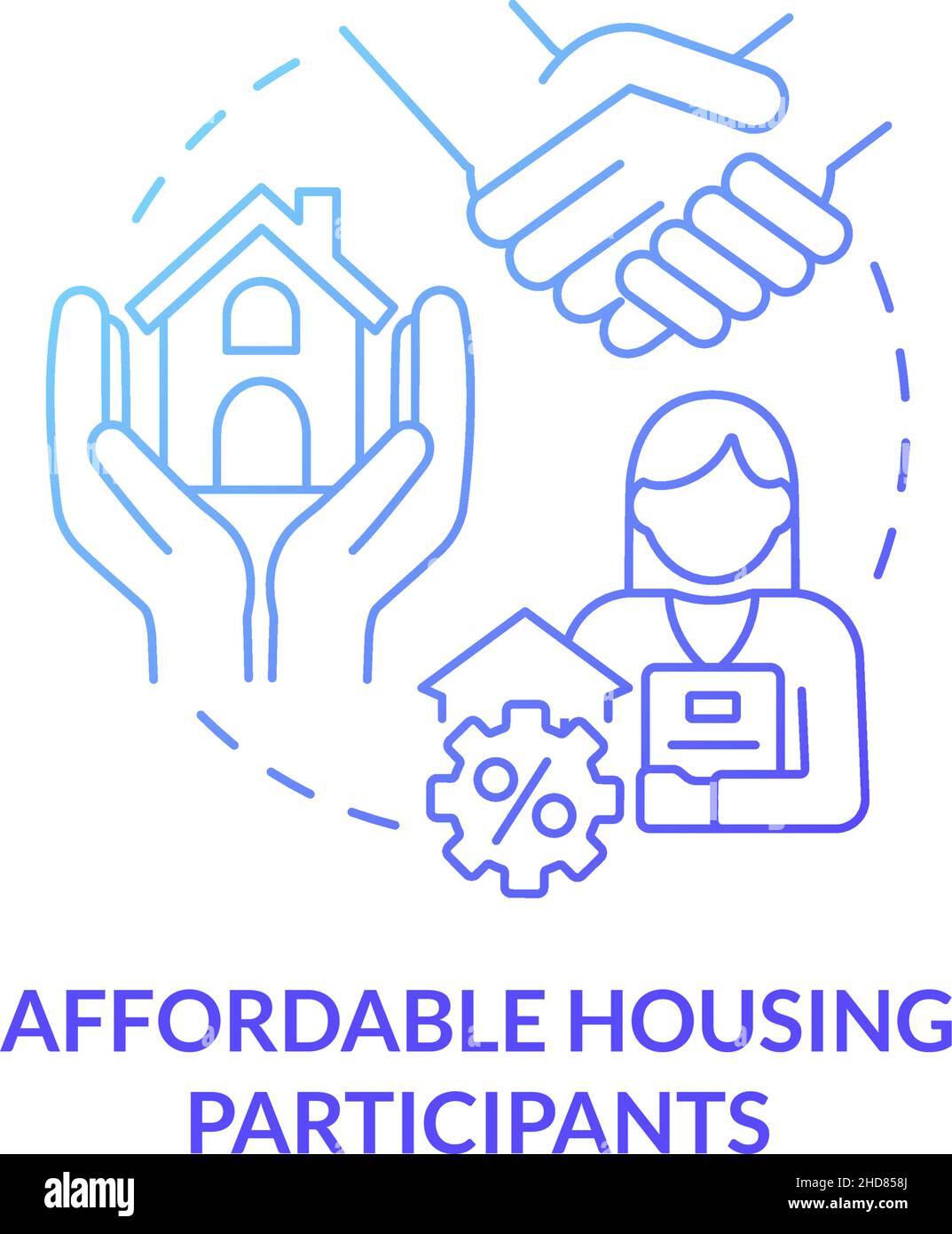Affordable housing participants blue gradient concept icon Stock Vector ...