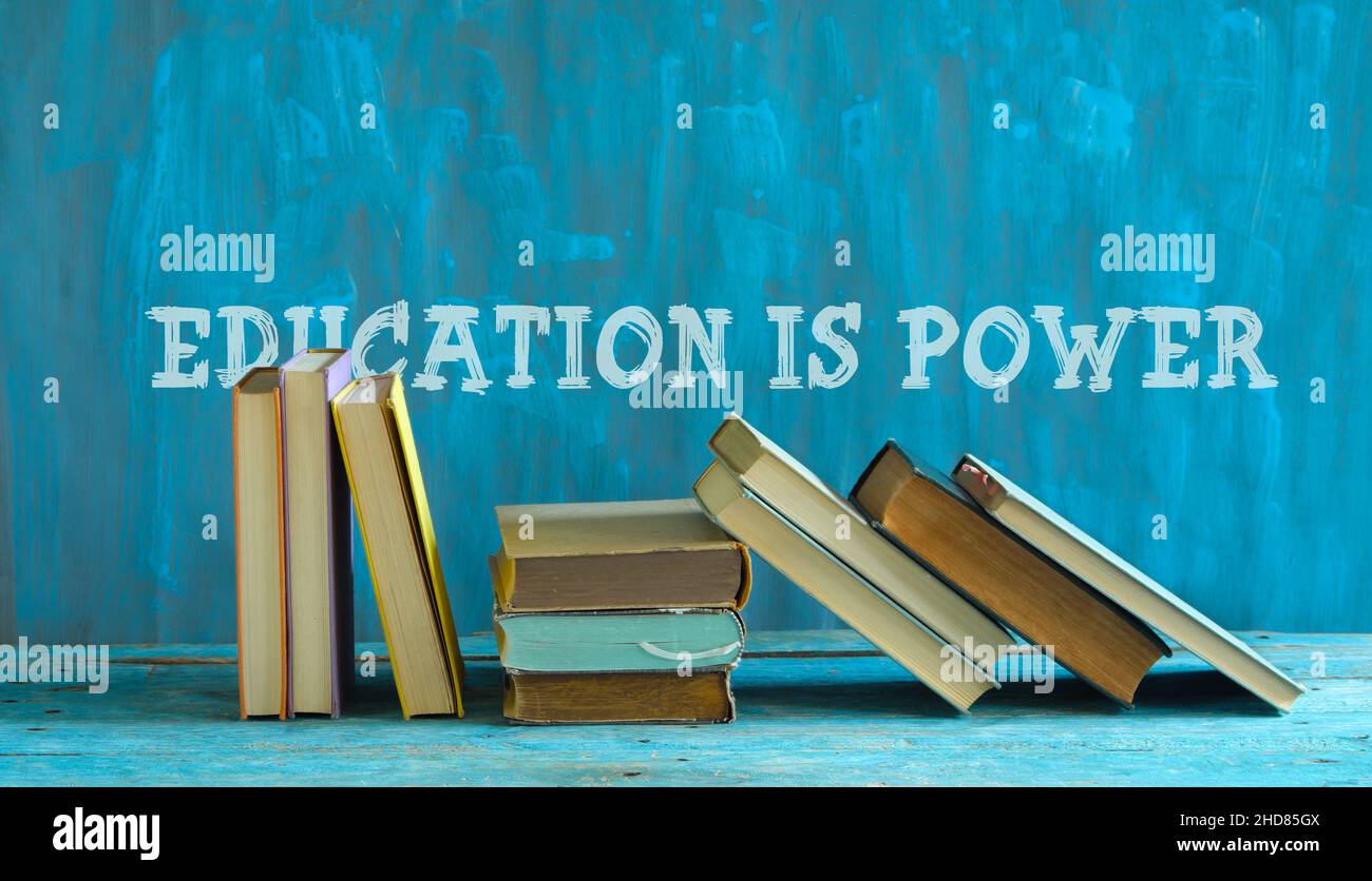 Row of books and saying education is power, education reading,learning ...