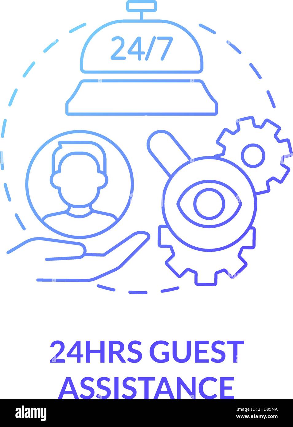 Constant guest assistance blue gradient concept icon Stock Vector Image ...