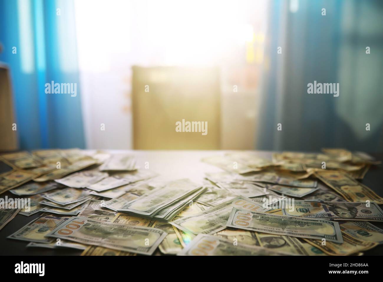 Cash money in a large pile as a finance background. Paper money close ...