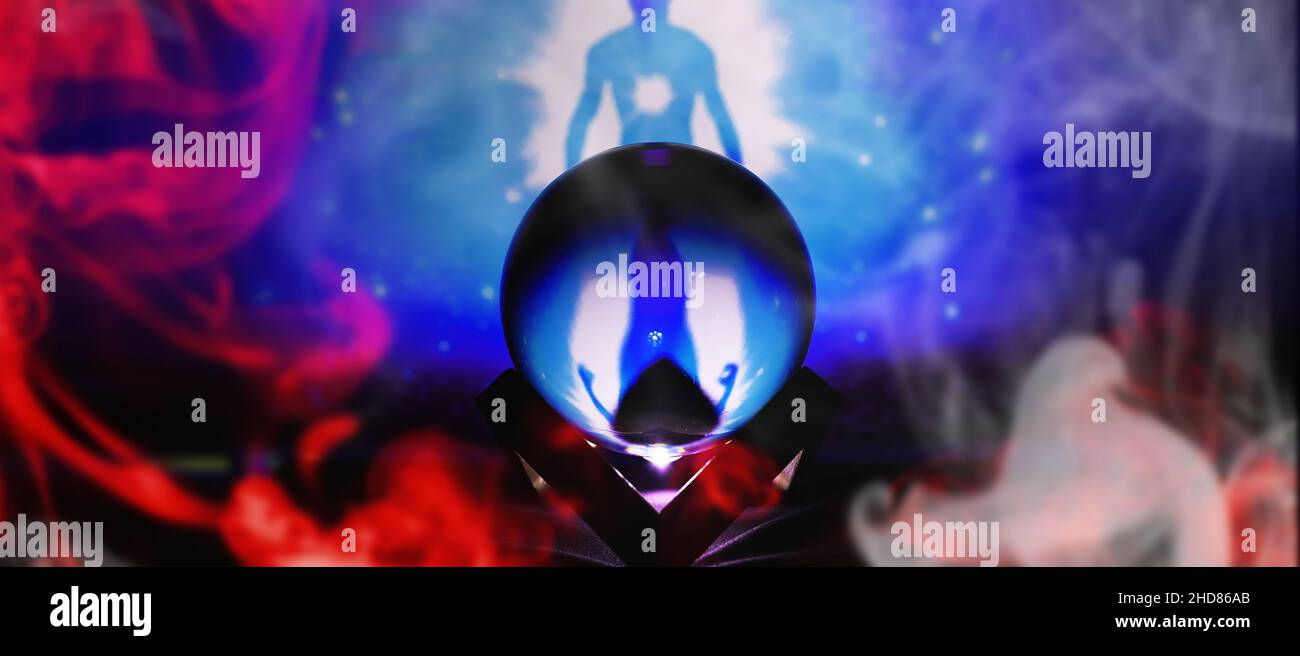 Milky way in magic sphere,Fortune teller,mind power concept. magic ball ...