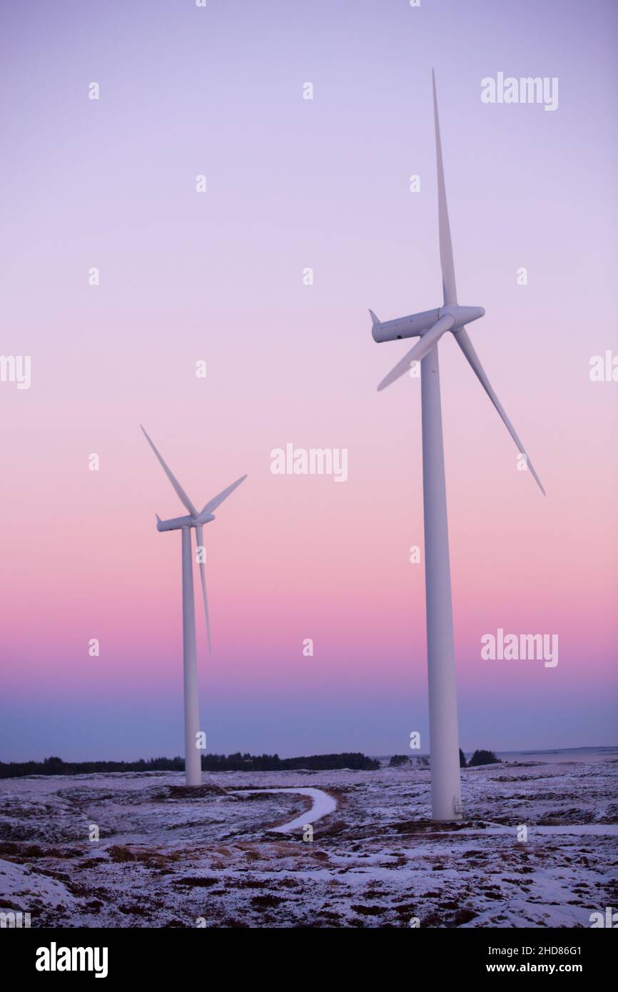 Windmills in sunset, Smøla ,Norway Stock Photo - Alamy