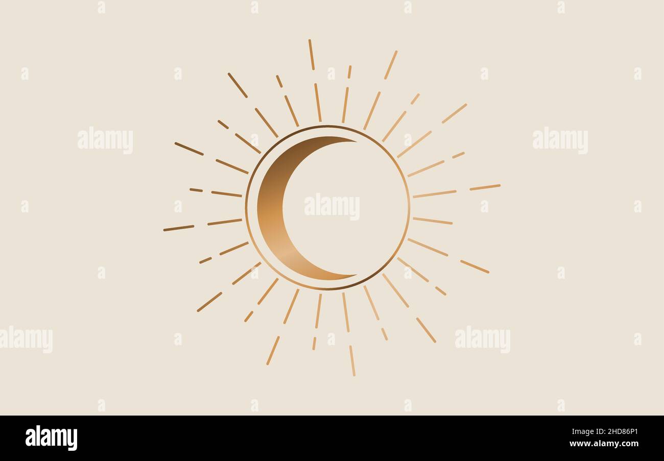 Sun and moon vintage line art clipart. Outline sun logo, moon tattoo ...
