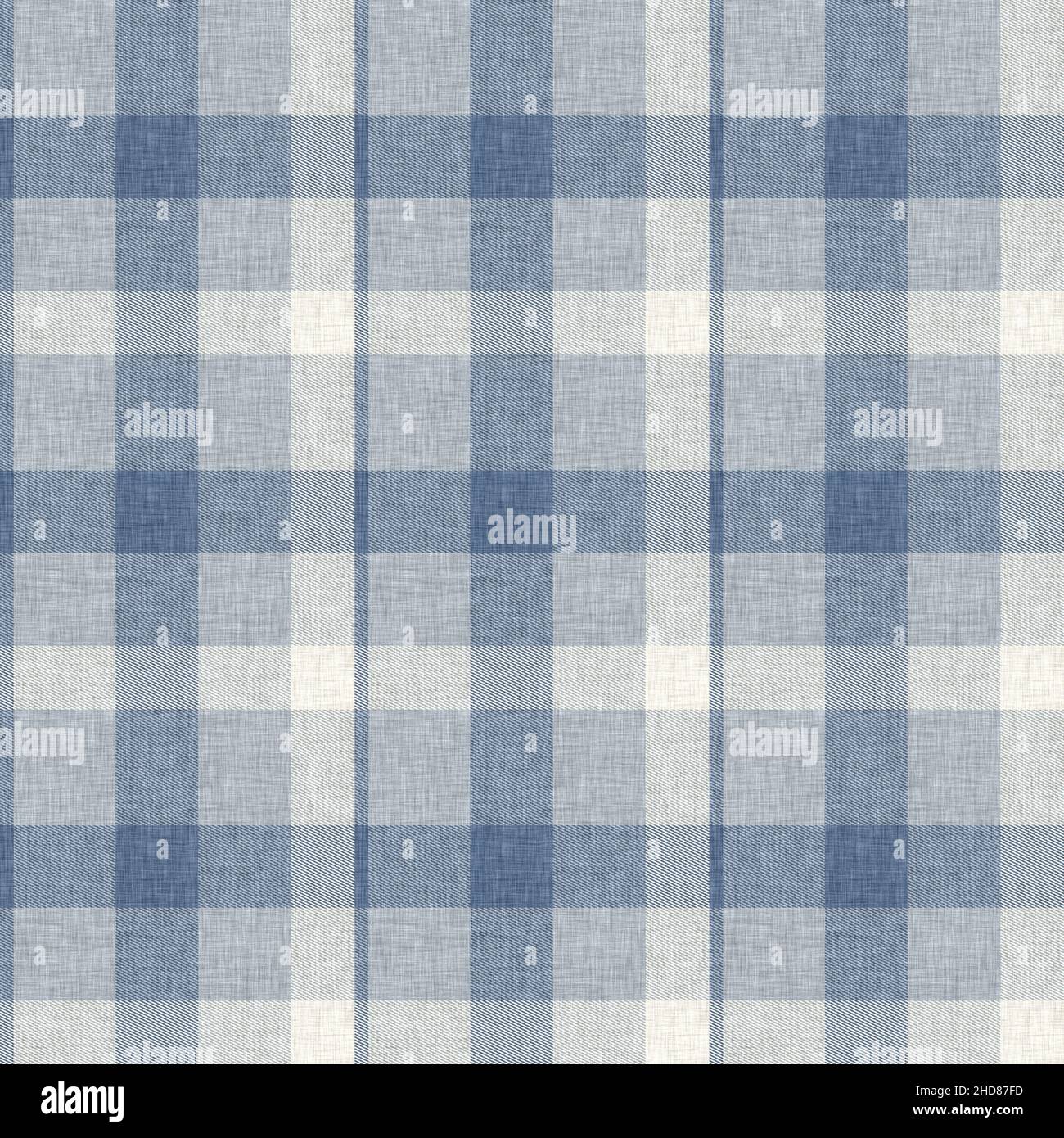 Farmhouse blue plaid seamless pattern. Vintage style twill all over ...