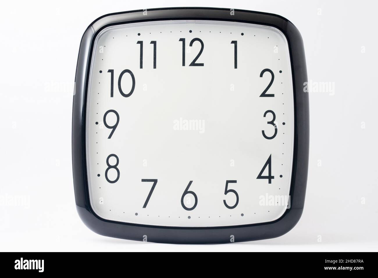 Empty black clock without dial on isolated white background with shadow ...