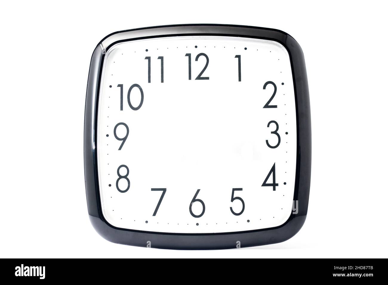 Empty black clock without dial on isolated white background with shadow ...