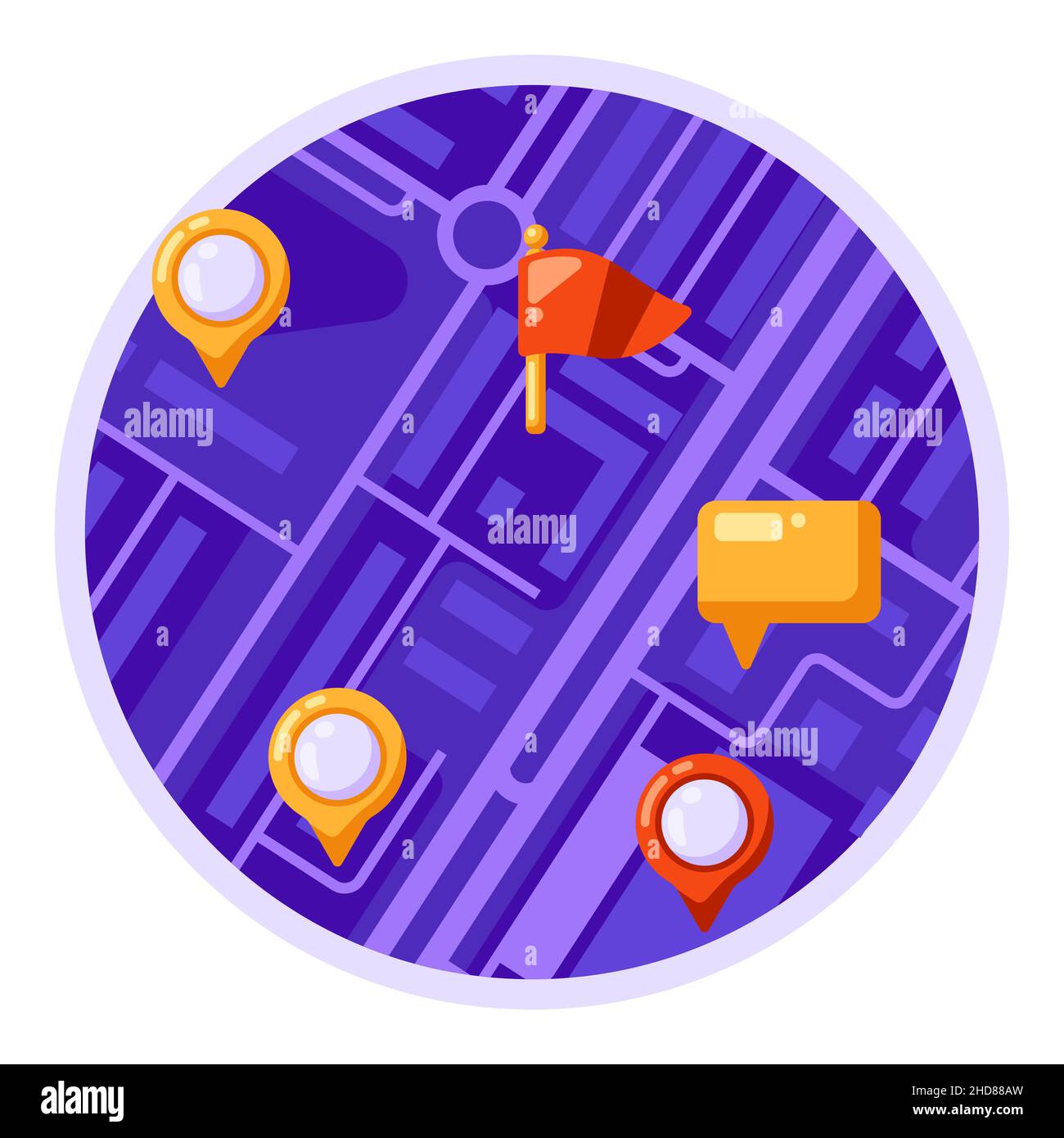 City map background design with markers and flags. Illustration of ...