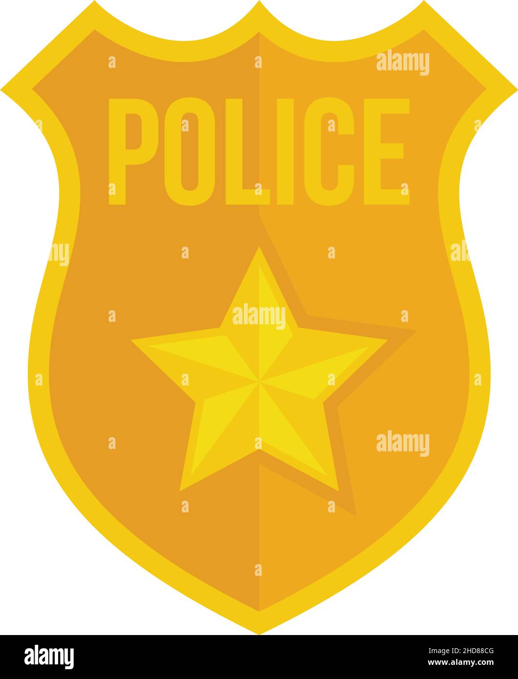 Police gold shield icon. Flat illustration of police gold shield vector ...