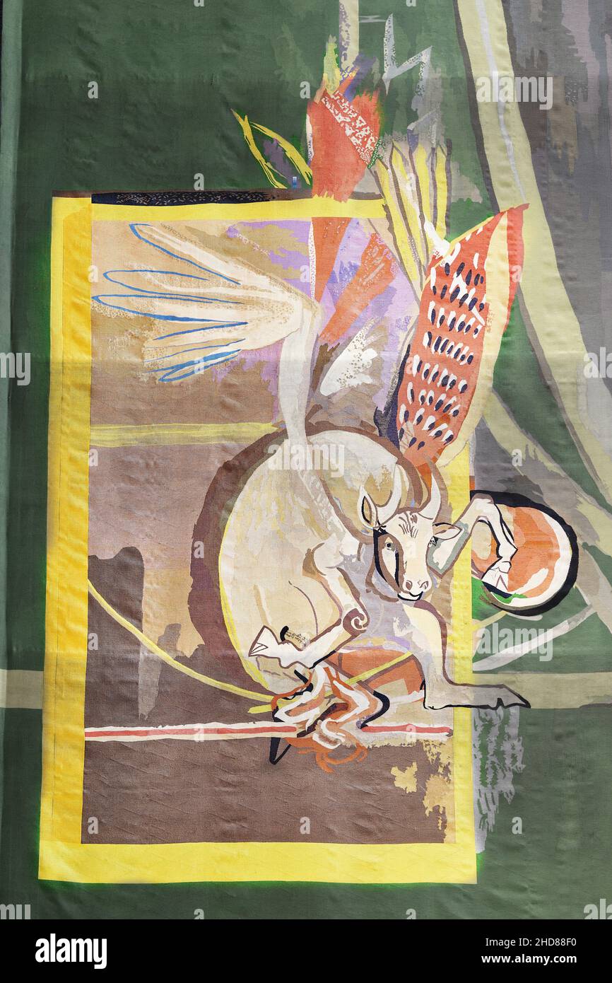 Figurative portrait of the gospel writer Luke, a winged ox, part of the ...