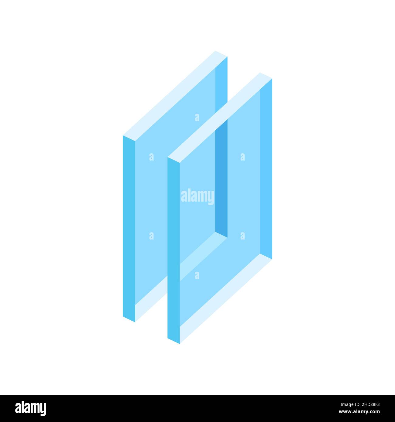Illustration of glass layers. Cross section double glazed window Stock ...