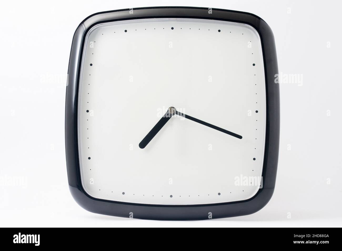 Empty black clock without dial on isolated white background with shadow ...