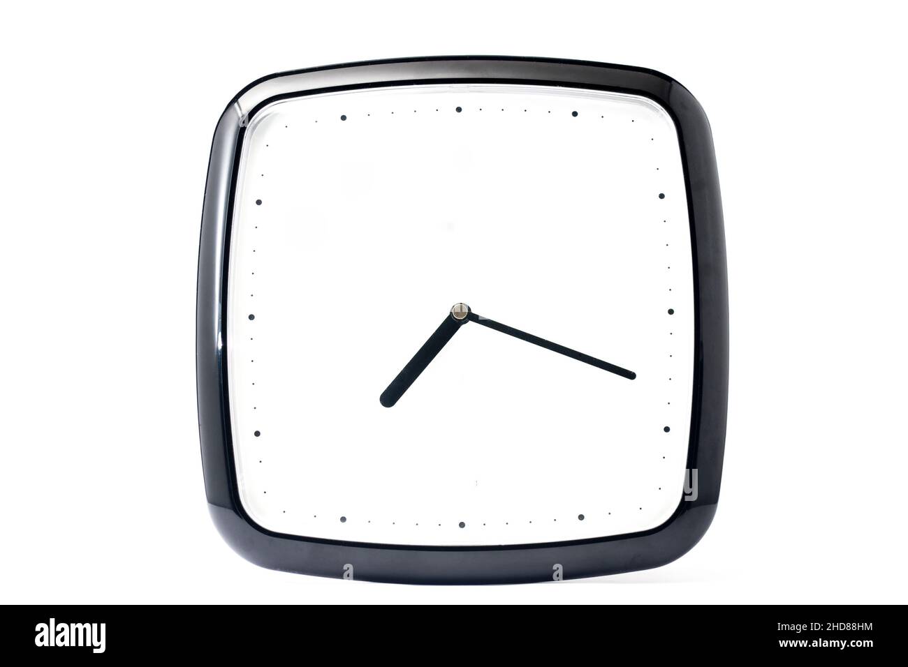 Empty black clock without dial on isolated white background with shadow ...