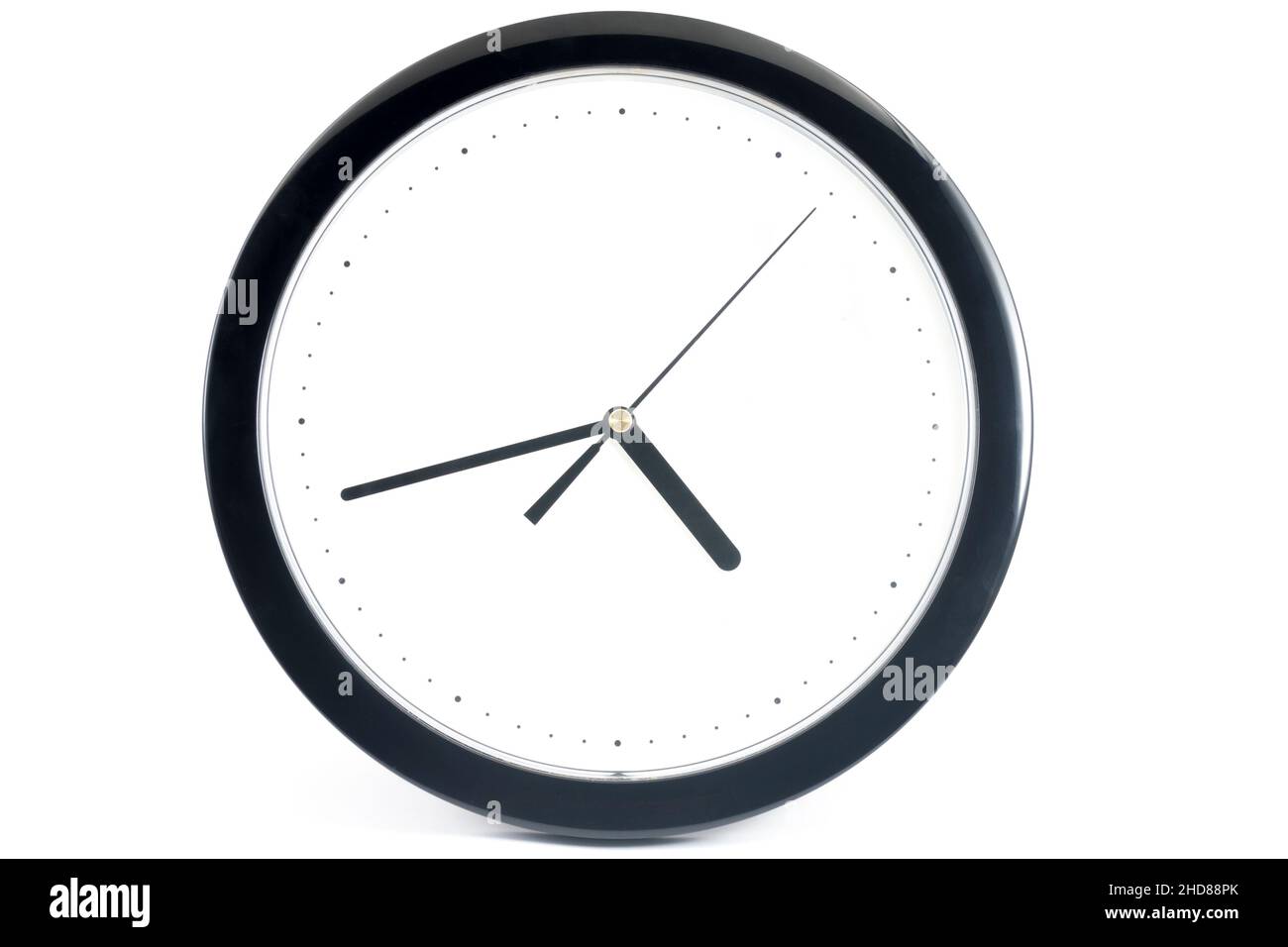 Empty black clock without dial on isolated white background with shadow ...