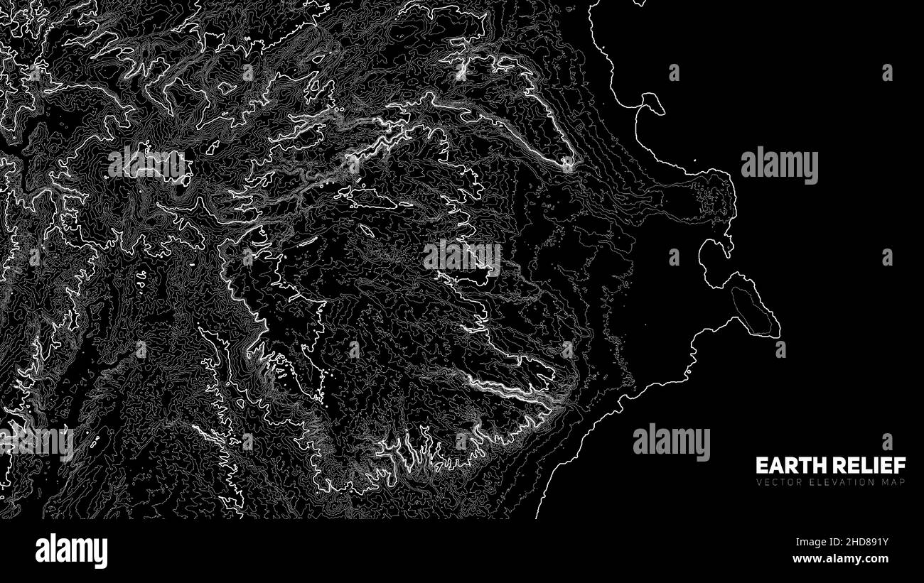 Vector abstract earth relief map. Generated conceptual elevation map ...