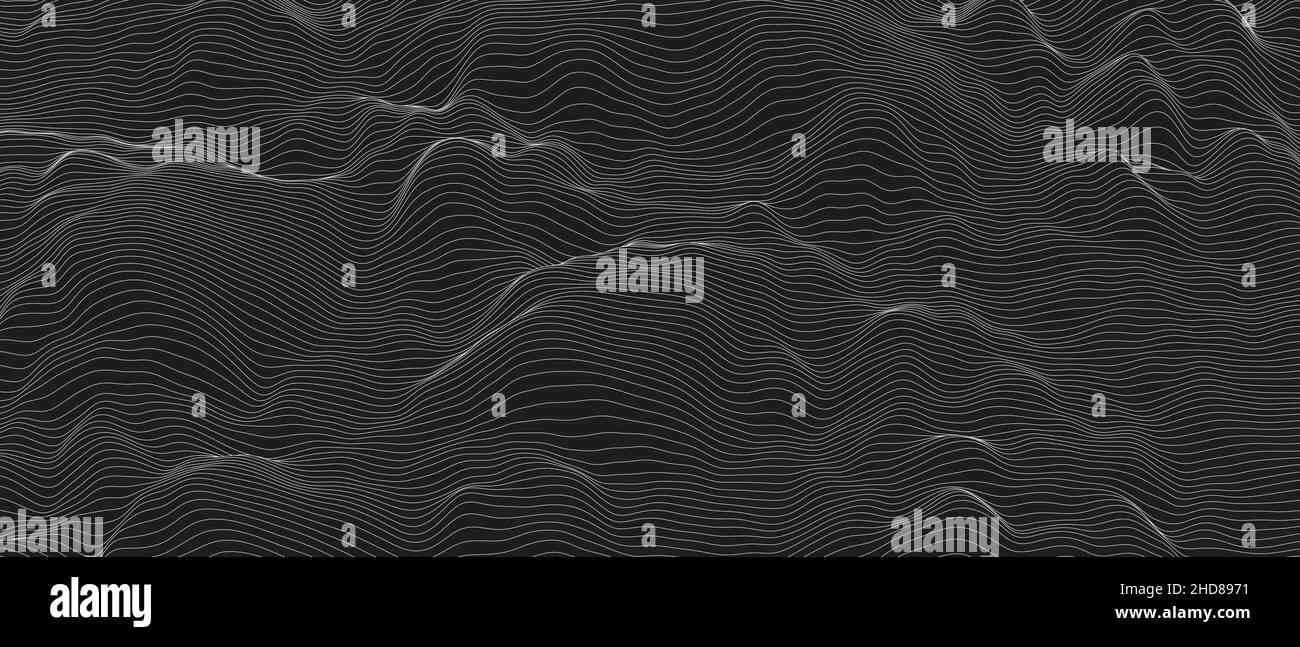 Monochrome sound line waves abstract background . Distorted line shapes ...