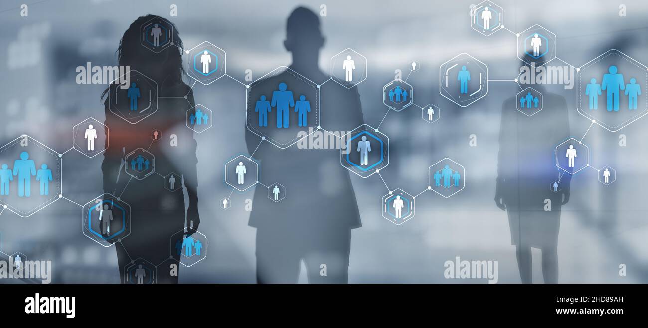 Human Resources Recruitment People Concept. Modern double exposure ...