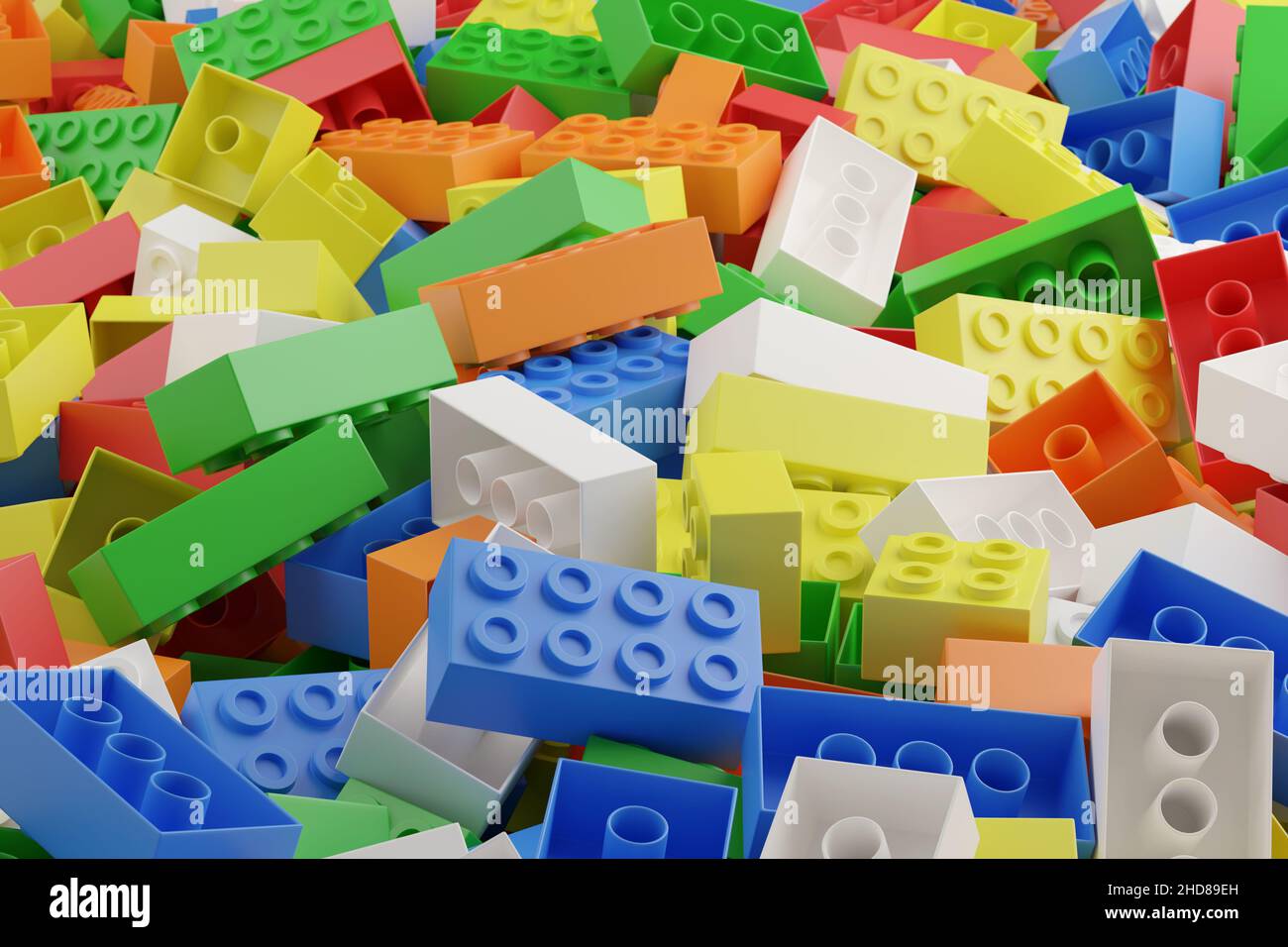 Colorful toy bricks background. 3d illustration Stock Photo - Alamy