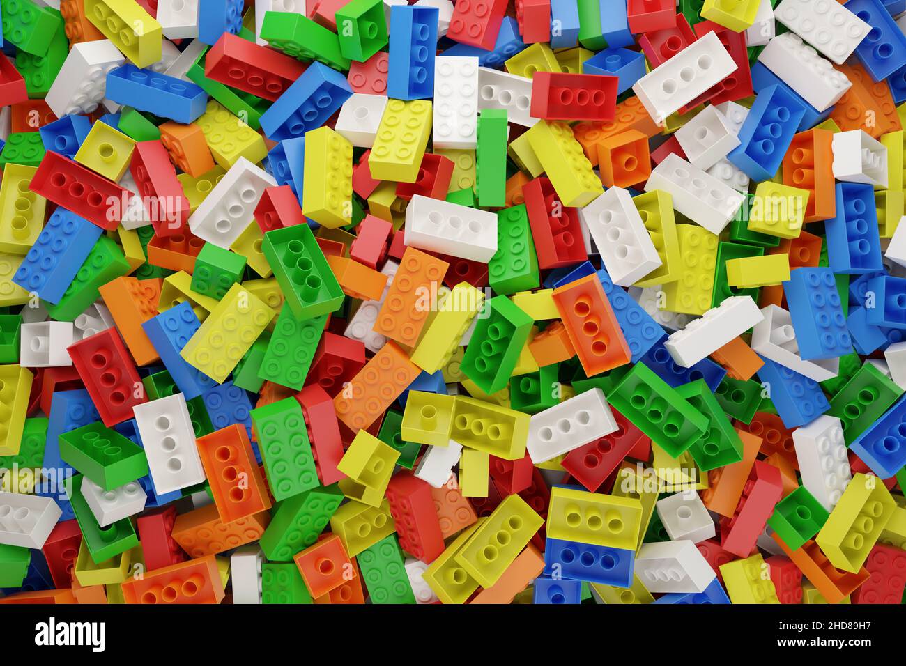 Colorful toy bricks background. 3d illustration Stock Photo - Alamy