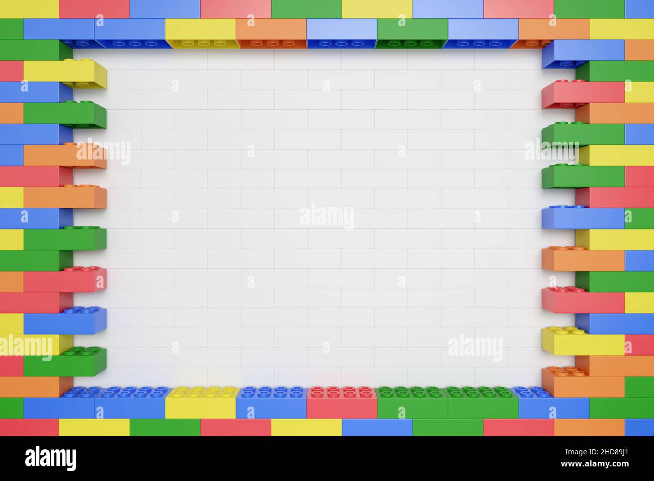 Colorful toy bricks background with copy space. 3d illustration Stock ...