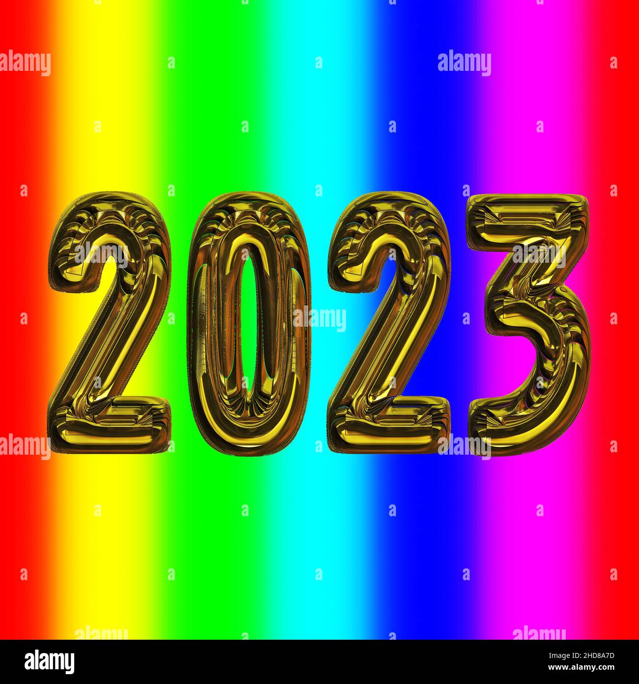 year 2023 with golden digits and spectral colors Stock Photo - Alamy
