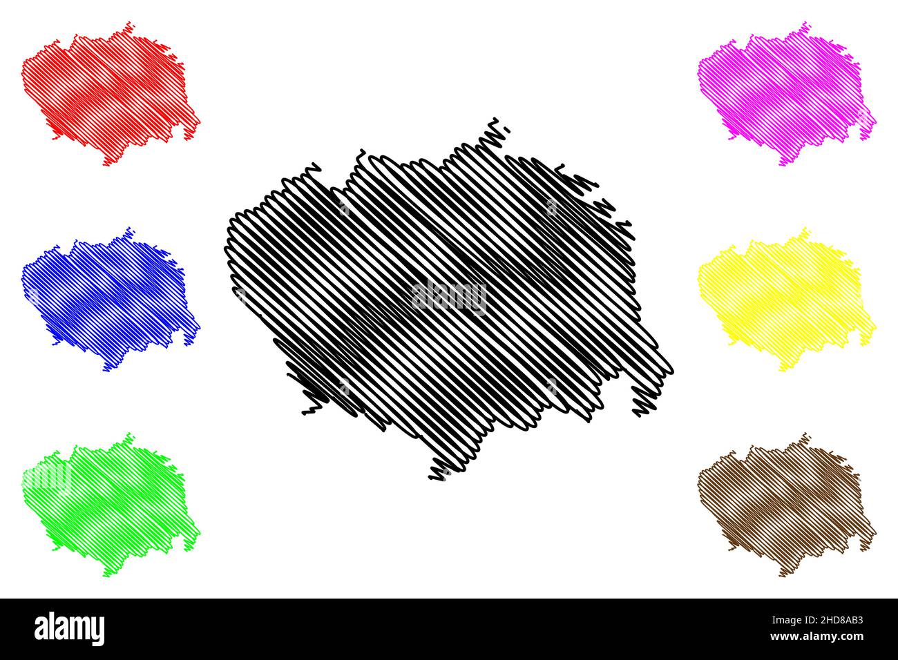 Sitapur district (Uttar Pradesh State, Republic of India) map vector ...