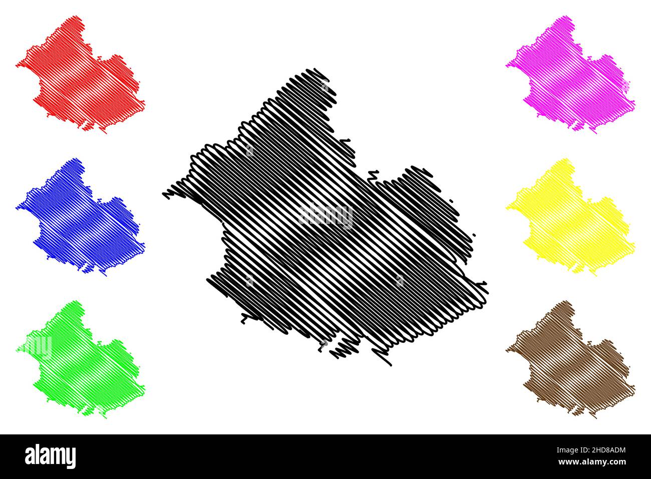 Sirmaur district (Himachal Pradesh State, Republic of India) map vector ...