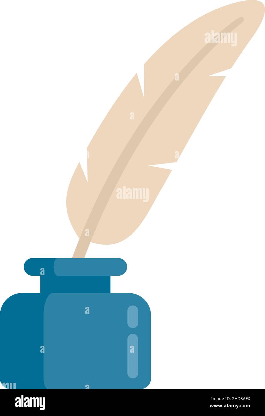 Notary feather pen icon. Flat illustration of notary feather pen vector ...