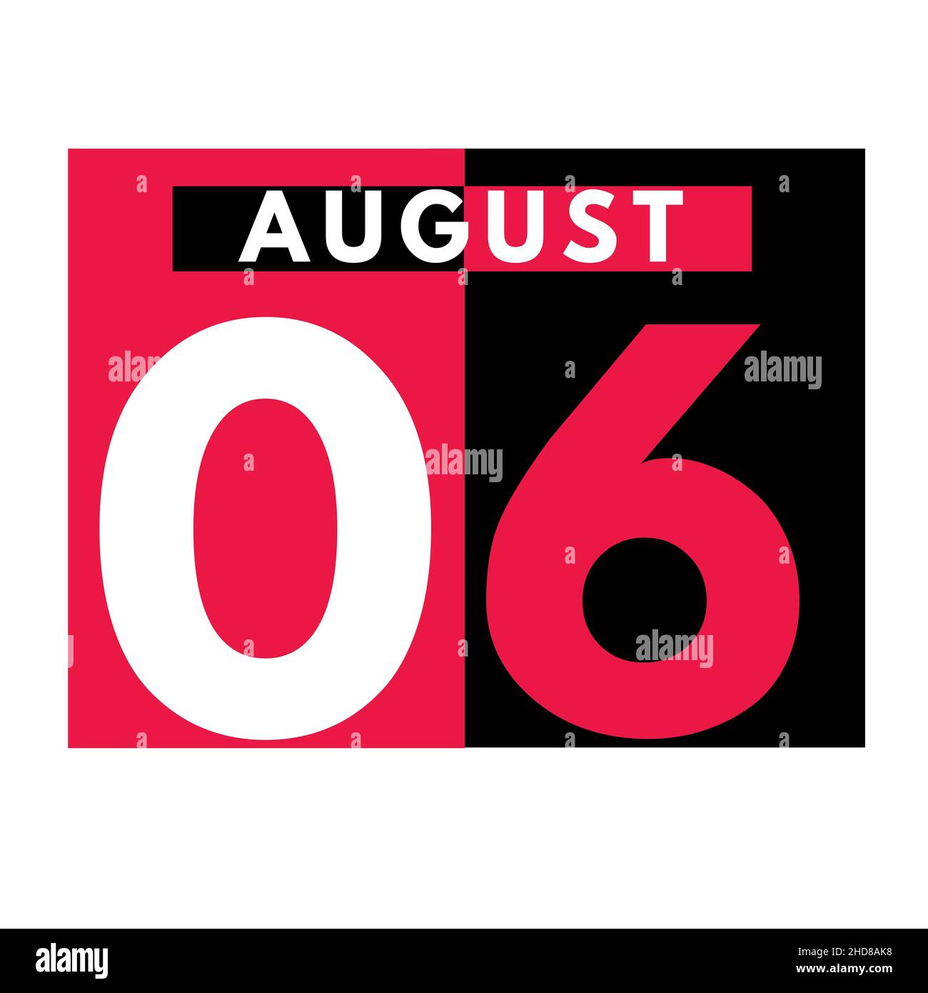 August 6 . Modern daily calendar icon .date ,day, month .calendar for ...