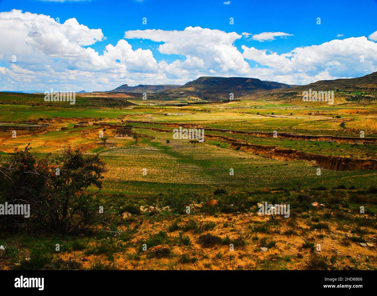 Soil erosion in the Lesotho landscape and mountains Stock Photo - Alamy