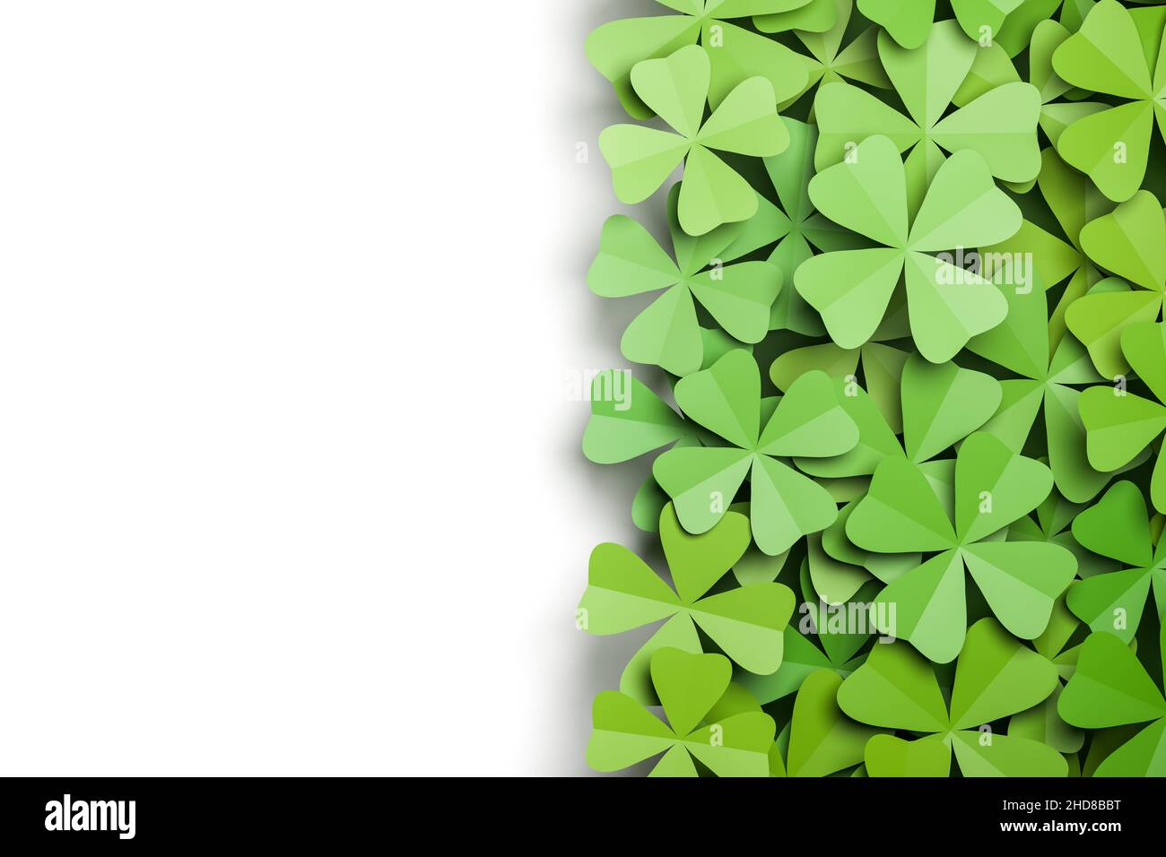 Cloverleaf background isolated on white to the left. All clovers are ...
