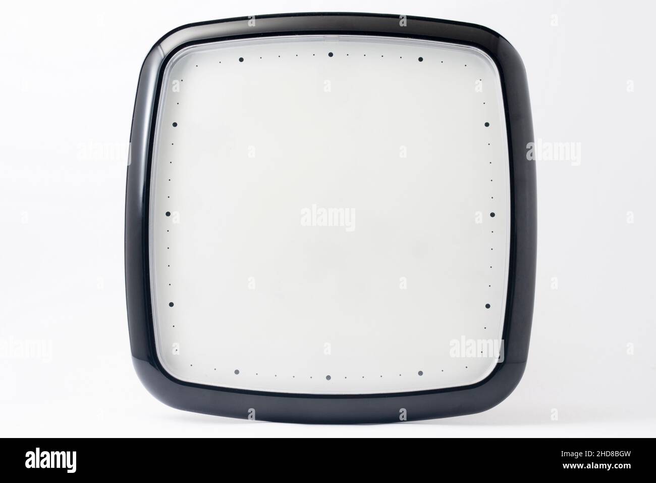 Empty black clock without dial on isolated white background with shadow ...