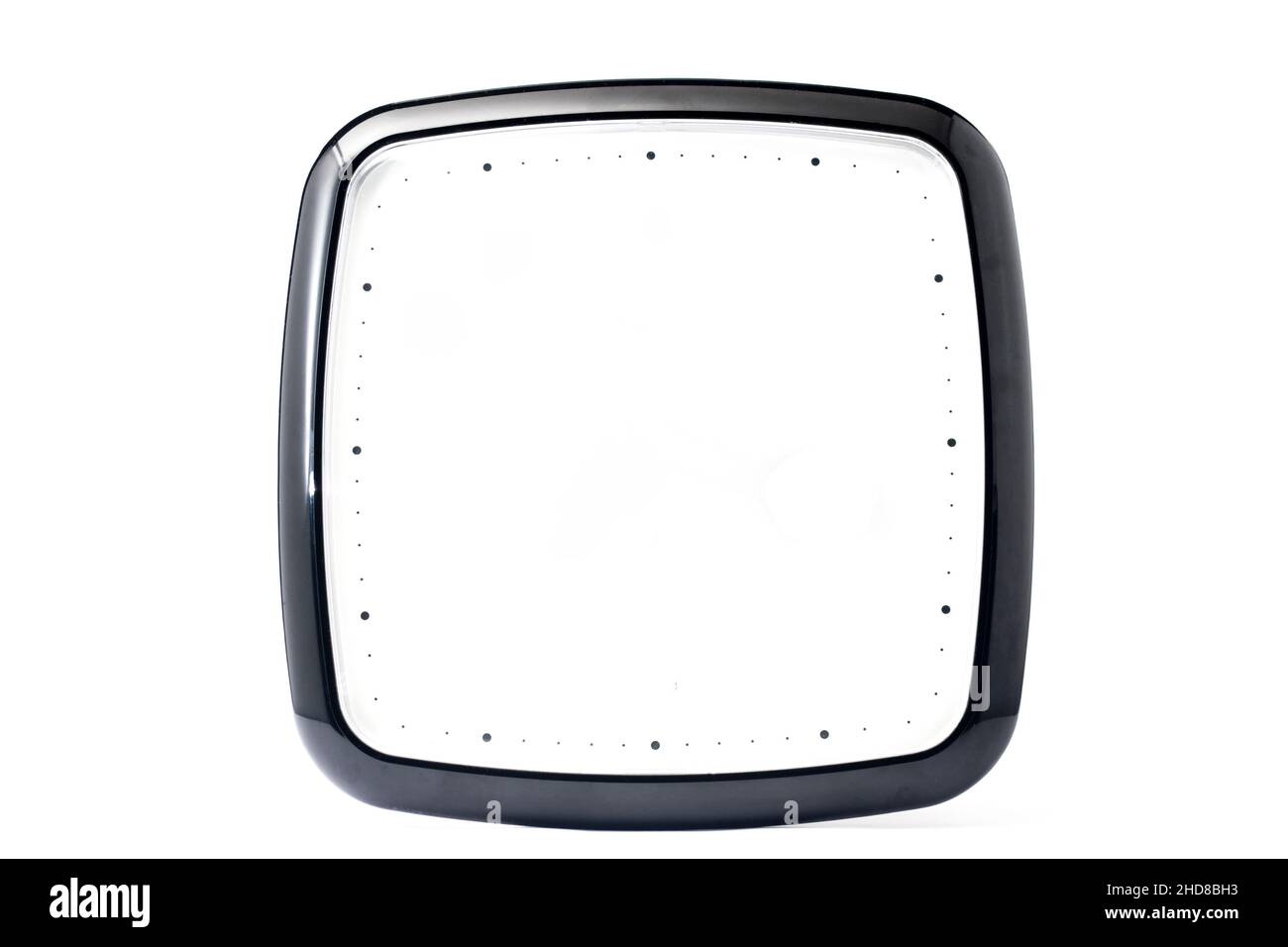 Empty black clock without dial on isolated white background with shadow ...