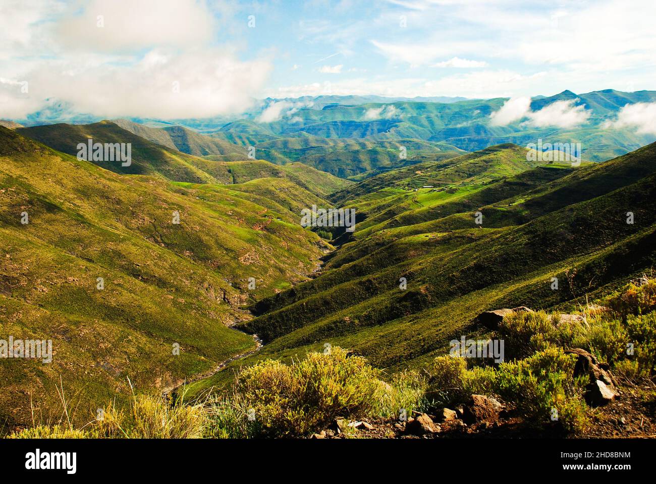 Lesotho valley in the middle of Dragensberg in South Africa Stock Photo ...
