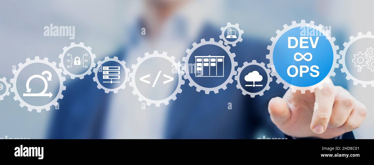 Devops Engineer Working On Software Development And It Operations With Icons Of Agile