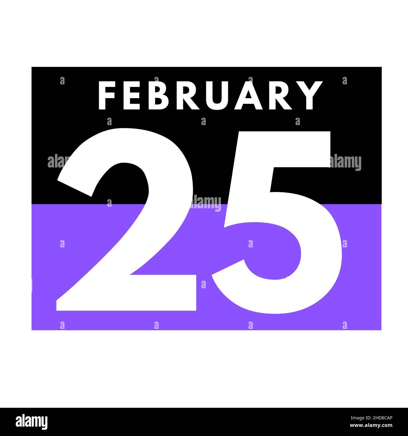 February 25 . Flat daily calendar icon .date ,day, month .calendar for ...
