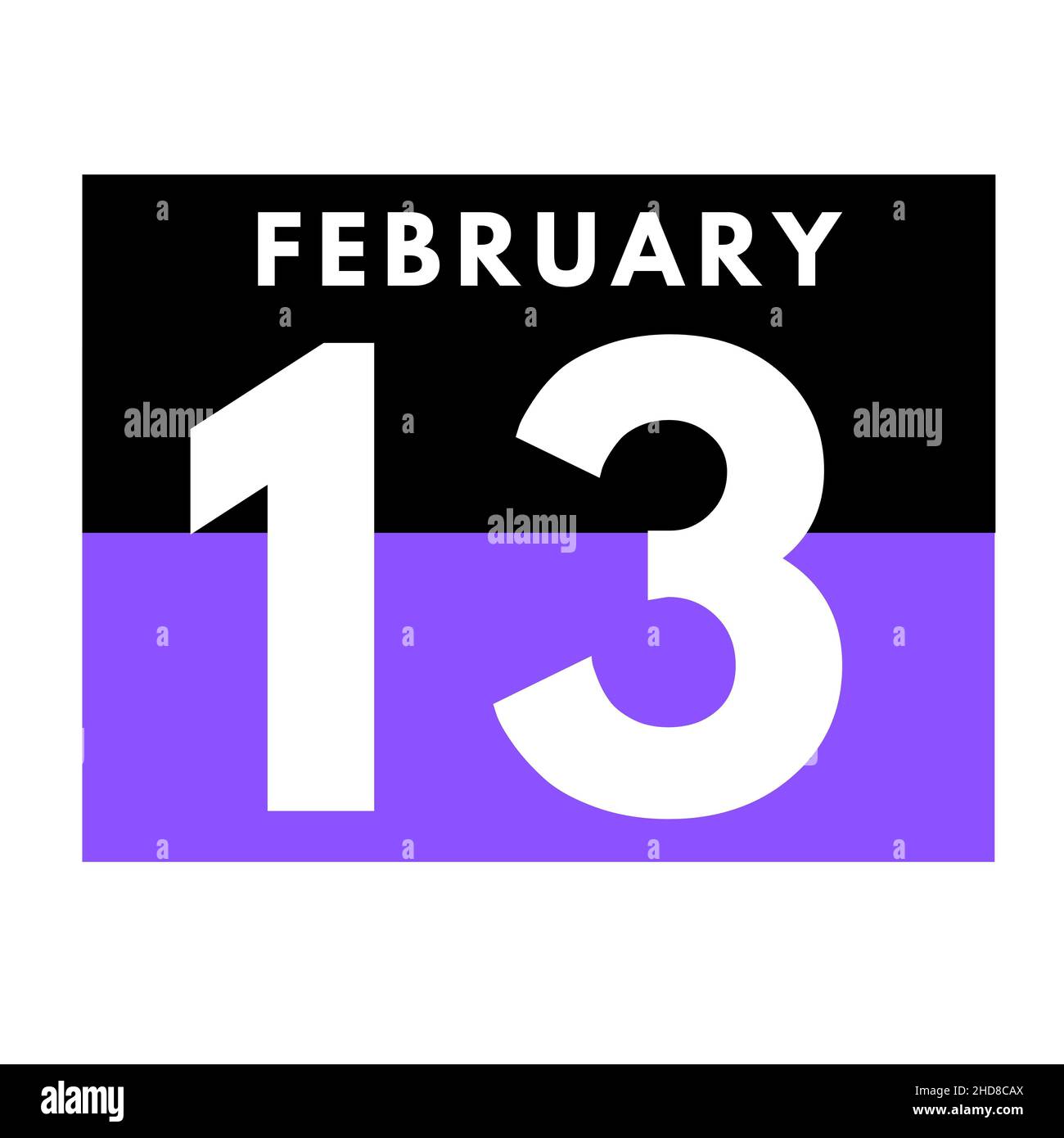 February 13 . Flat daily calendar icon .date ,day, month .calendar for ...