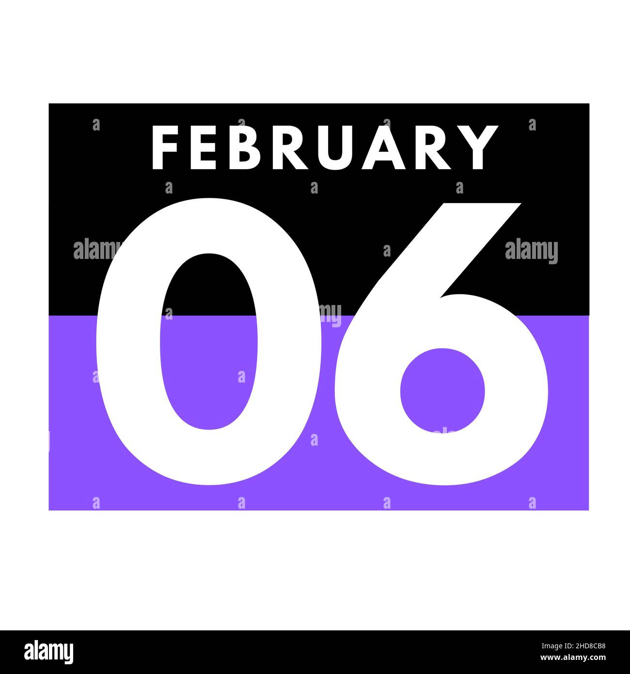 February 6 . Flat daily calendar icon .date ,day, month .calendar for ...