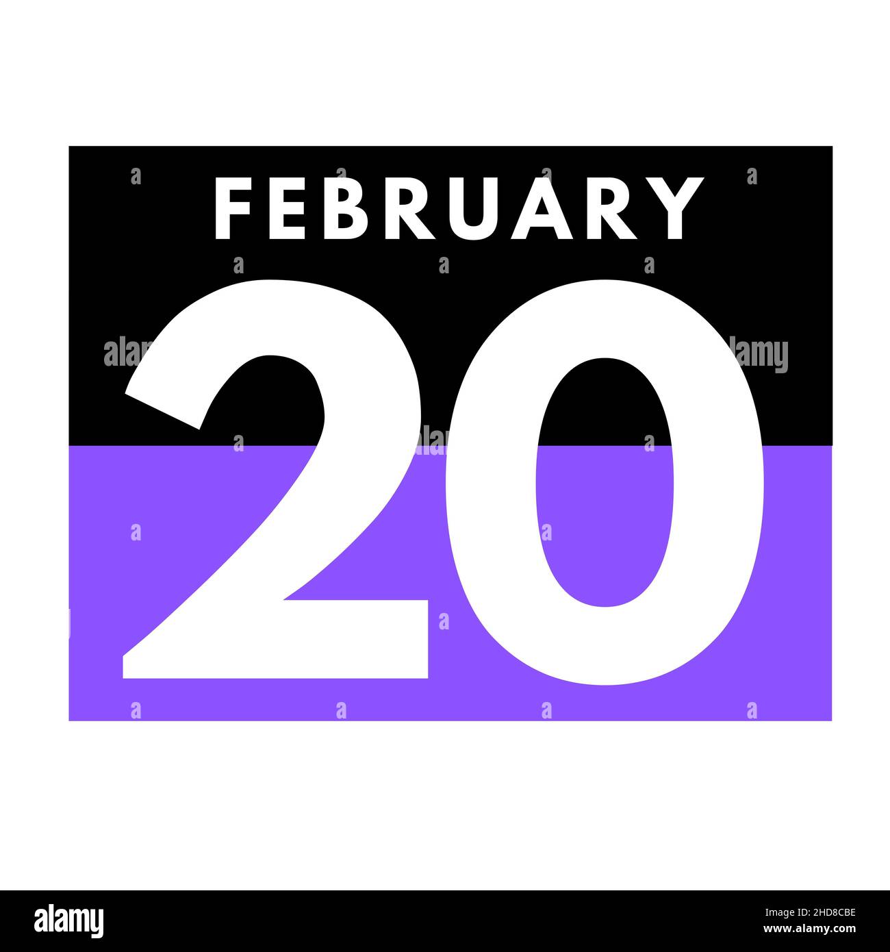 February 20 . Flat daily calendar icon .date ,day, month .calendar for ...