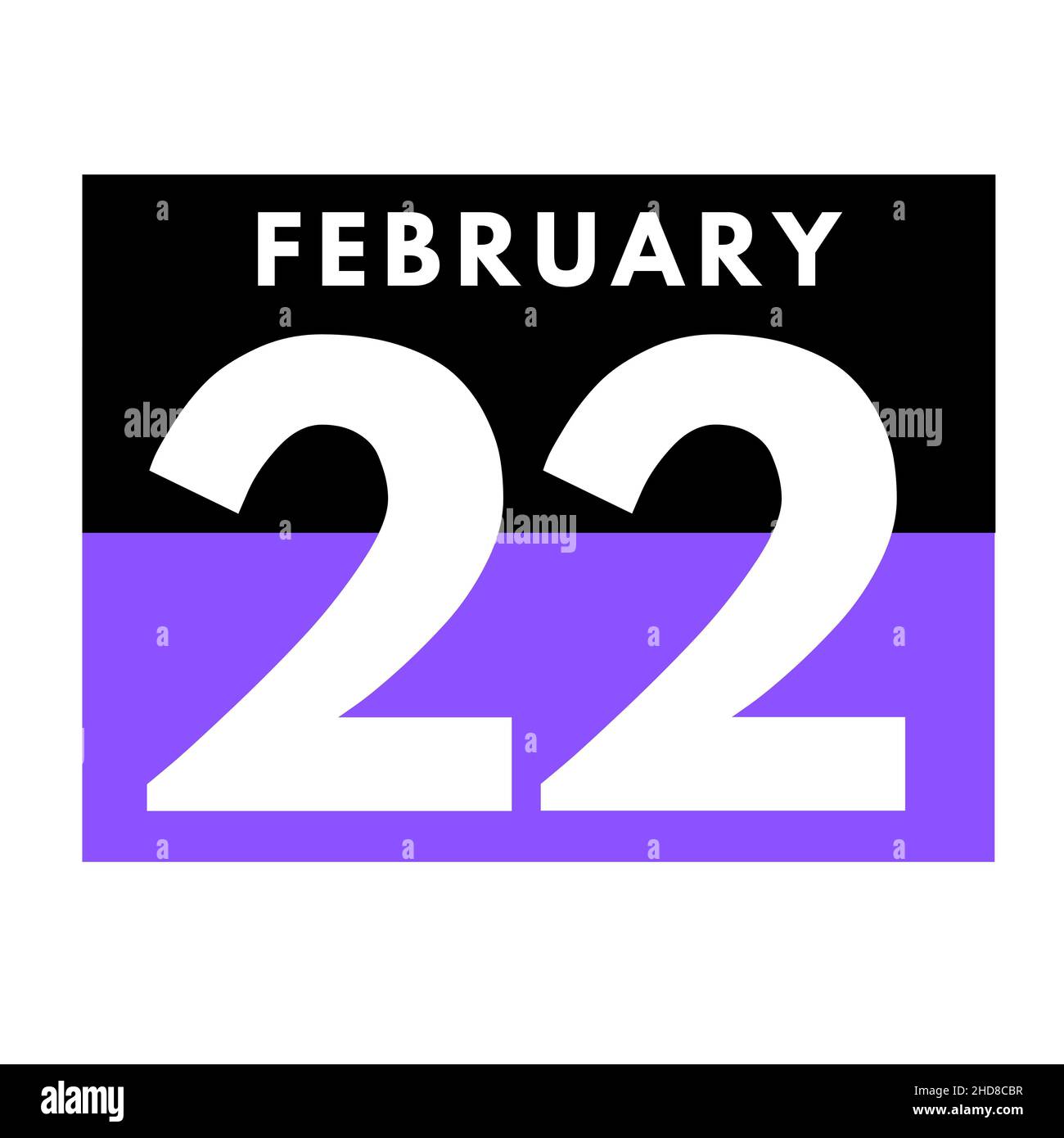 February 22 . Flat daily calendar icon .date ,day, month .calendar for ...
