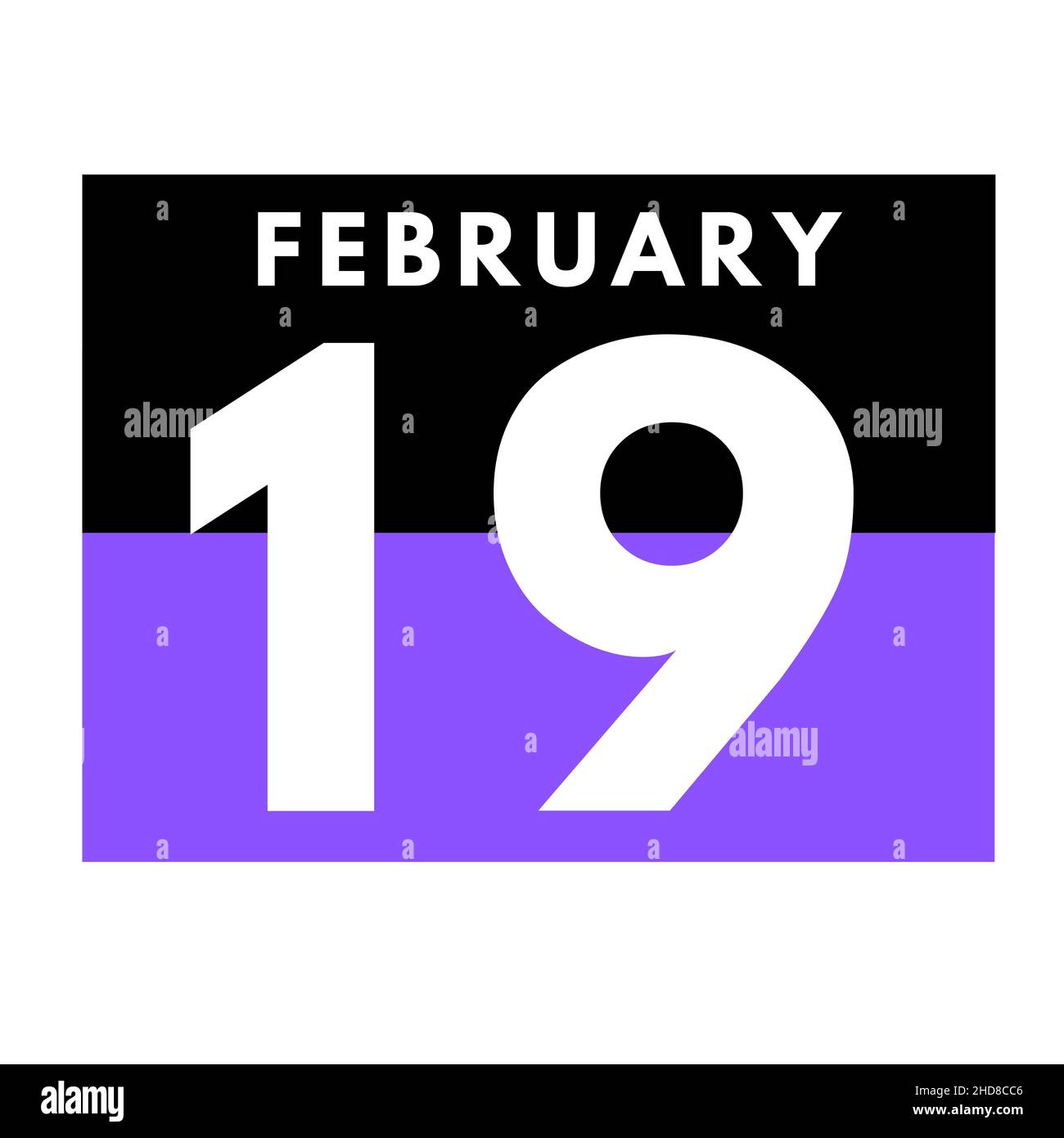 February 19 . Flat daily calendar icon .date ,day, month .calendar for ...