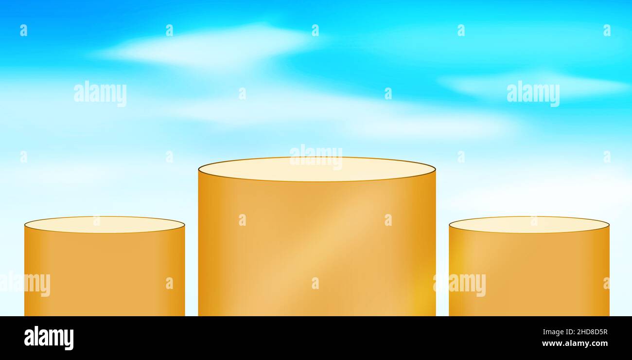 3D Rendered Podium Designs in Open Air Sky Abstract background. Fashion ...